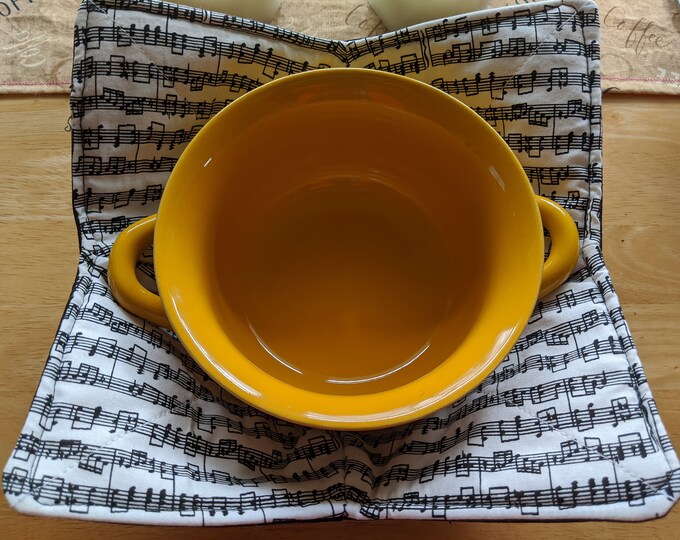 Soup Bowl Cozy |music | Music Notes | Treble Clef | Pot Holder | 11x11 ...