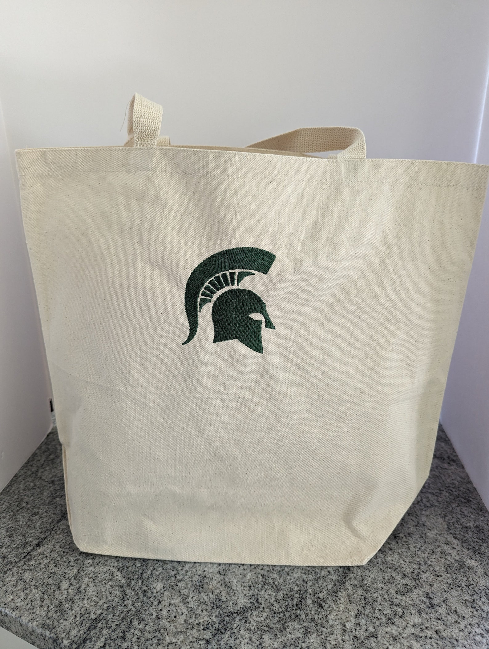 Embroidered MSU Spartan Logo on Canvas Tote Bag - Etsy