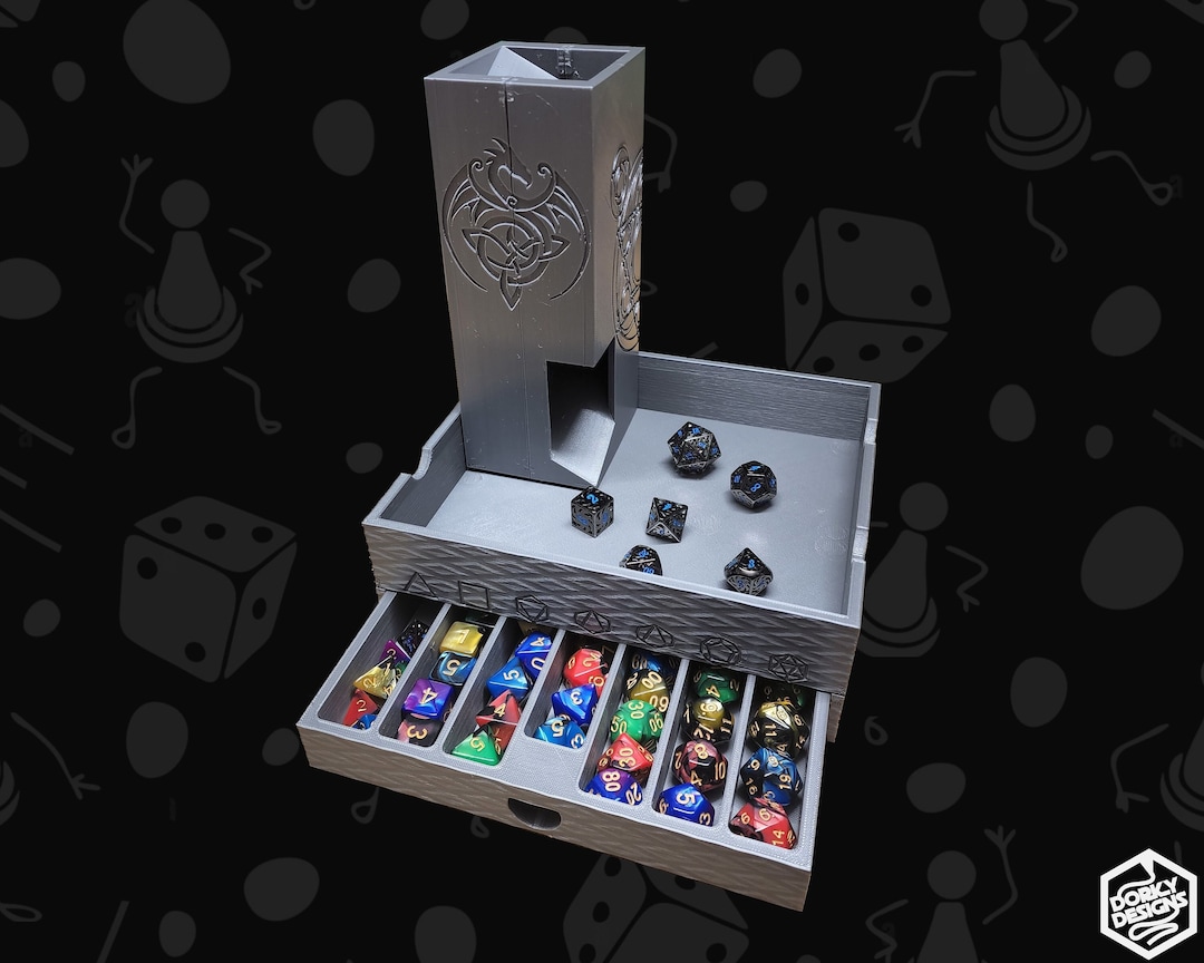 Portable Magnetic Dice Tower Box | Dice Holder Storage Tray Gift Idea ...