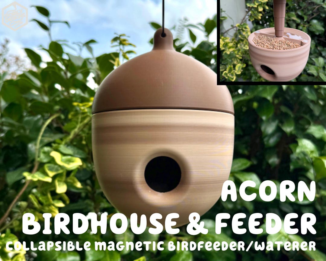 Collapsible Acorn Birdhouse & Bird Feeder | Magnetic Birdfeeder Waterer ...