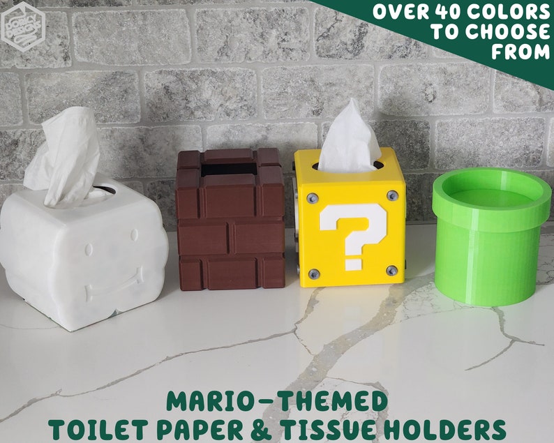 Gamer Mario Themed Tissue Box & Toilet Paper Covers | Warp Pipe ...