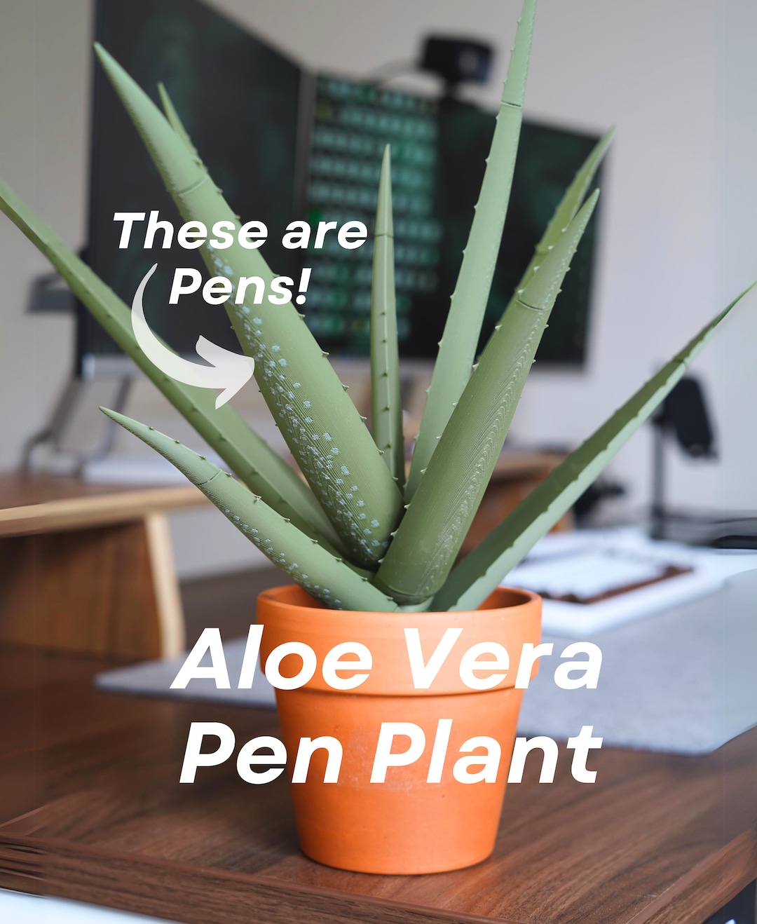 3D Printed Aloe Vera Pen Plant | Each Stem is A Pen Fake Houseplant for ...