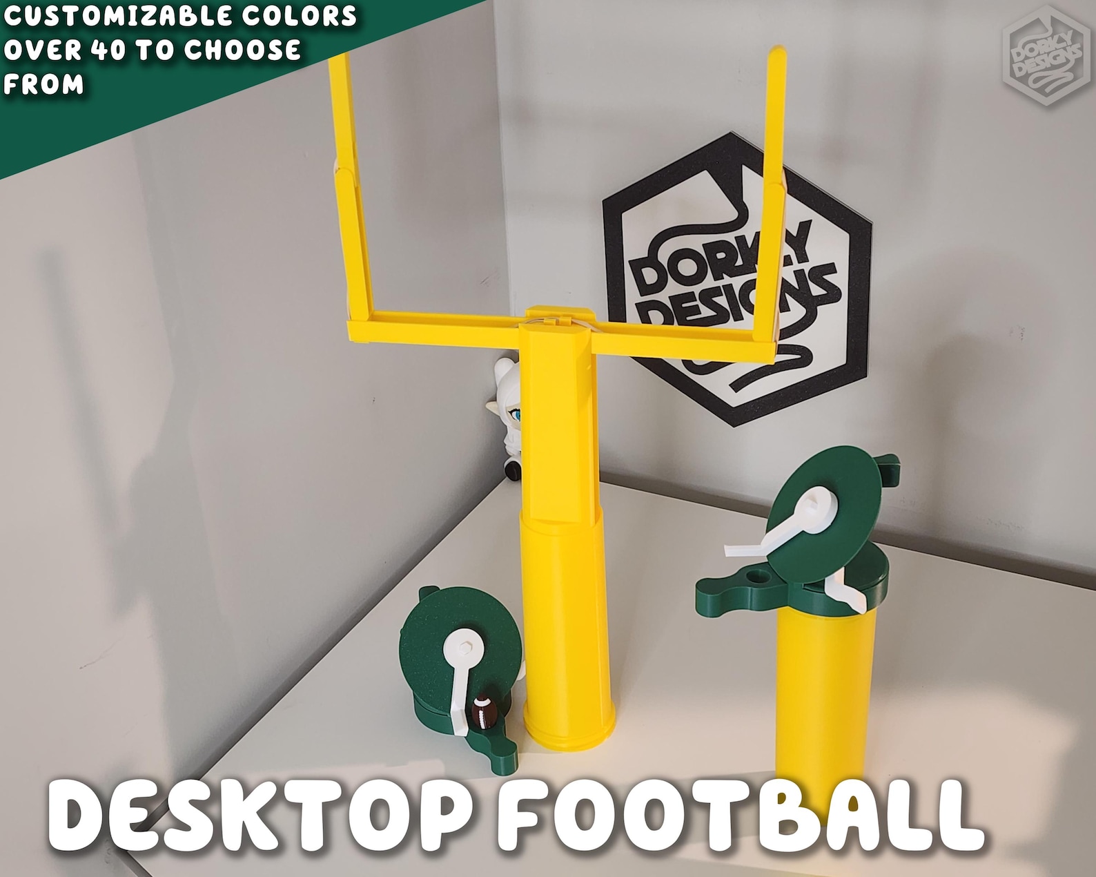 Desktop Football | With Fully Collapsing Field Goal Post 3d Printed ...
