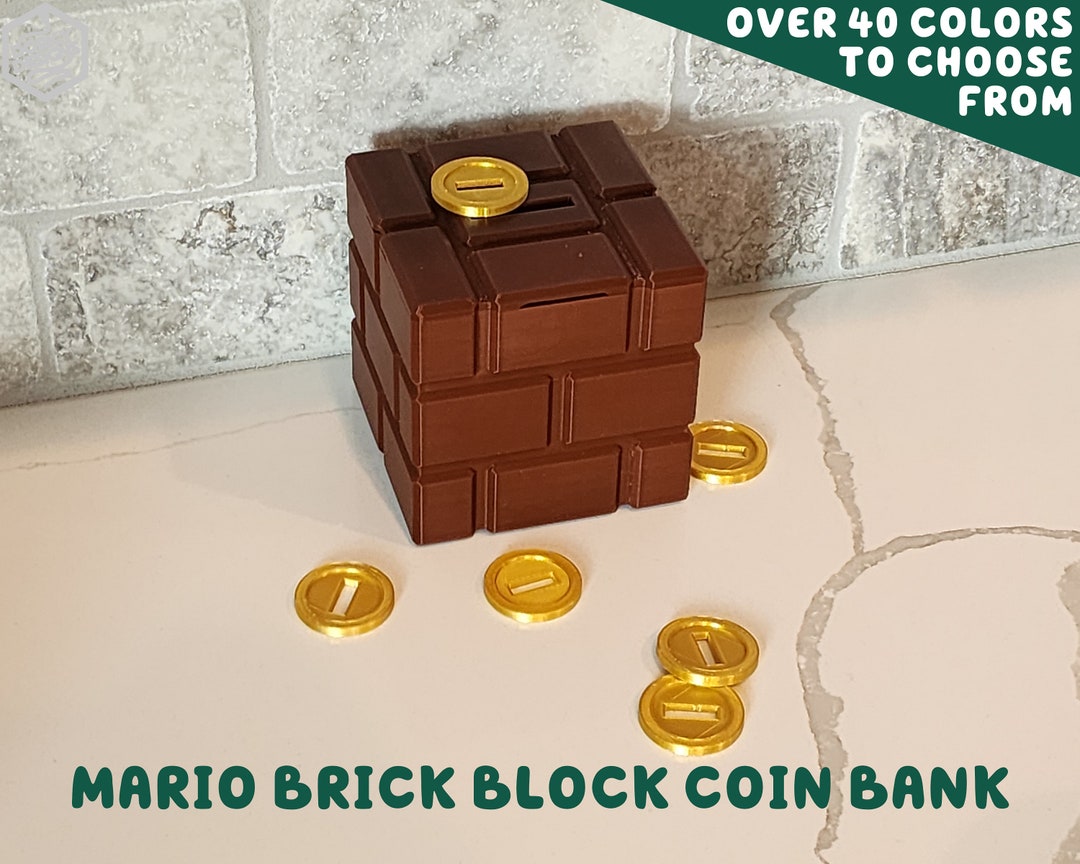 Mario Brick Block Coin Bank Storage Box | Video Game Room Pencil Holder ...