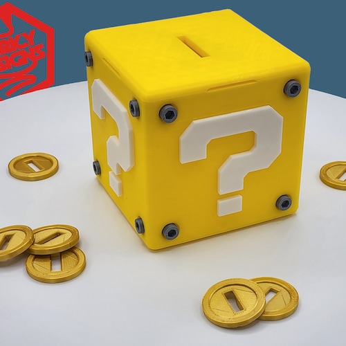 Super Mario Bros Coin Bank Storage Box Question Block Video | Etsy