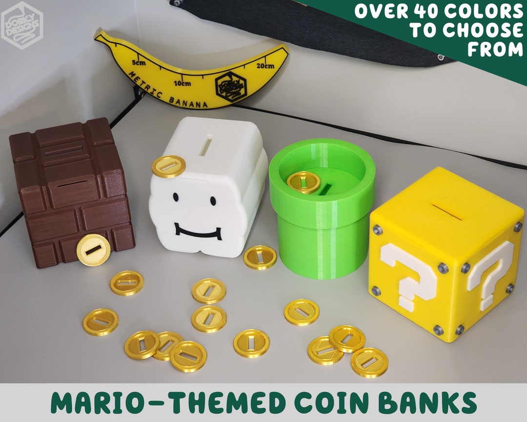 Gamer Mario Themed Coin Bank | Warp Pipe Question Brick Box Cloud Video ...