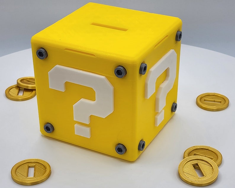 Super Mario Bros Coin Bank Storage Box Question Block Video | Etsy