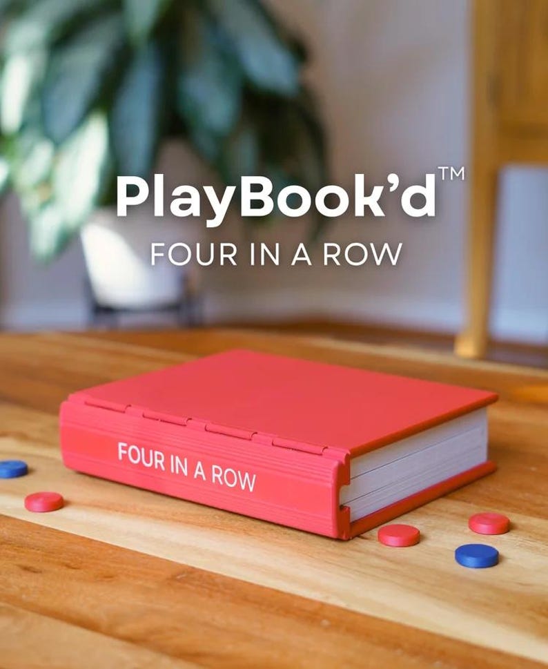 Four in a Row Book Game | Playbook'd Customizable 3D Printed Bookshelf ...