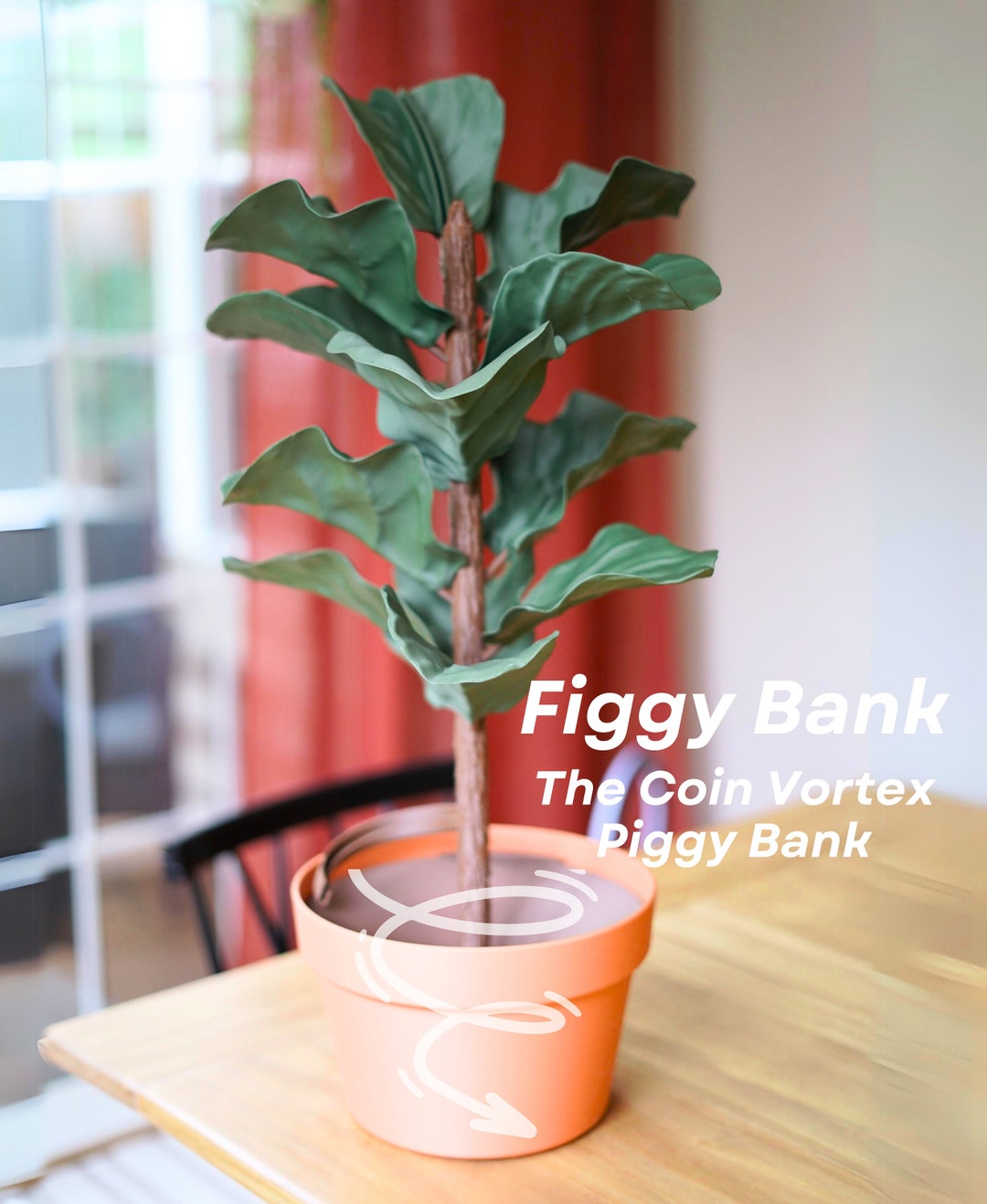 Fig Plant Money Tree Piggy Bank | 3d Print Coin Vortex Funnel Spiral ...