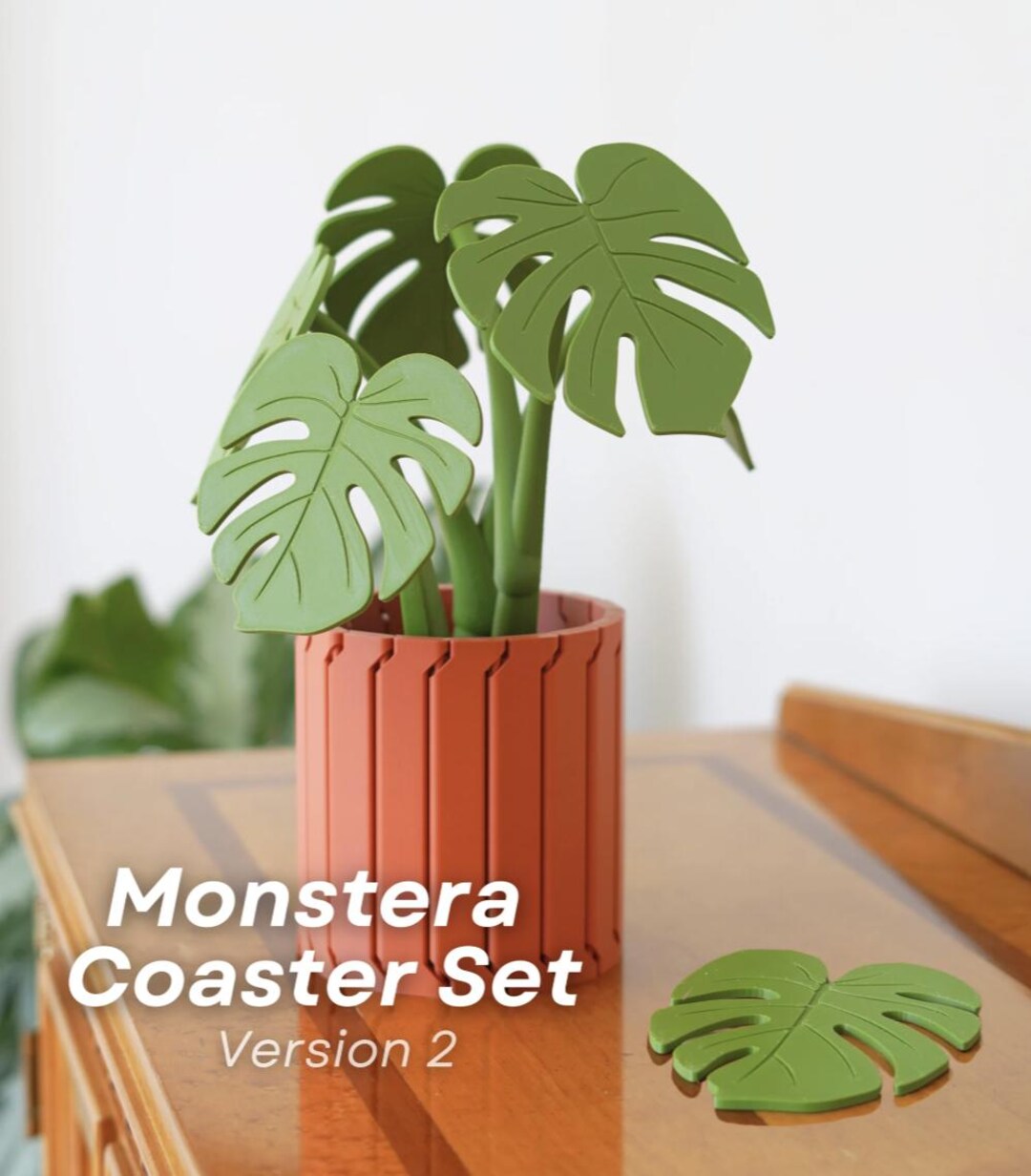 Monstera Coaster Set | Leaf and End Table Monstero Albo Adansonii ...
