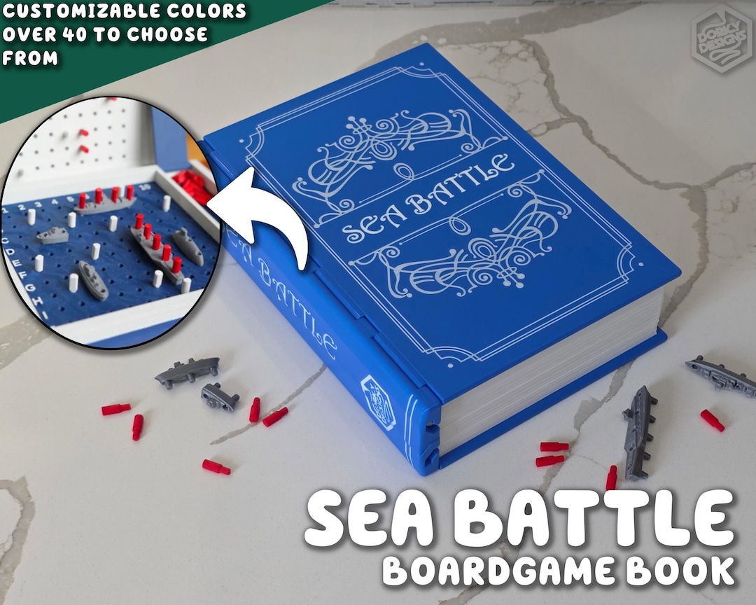 Sea Battle Game Book | Playbook'd Customizable Bookshelf Decor Travel ...