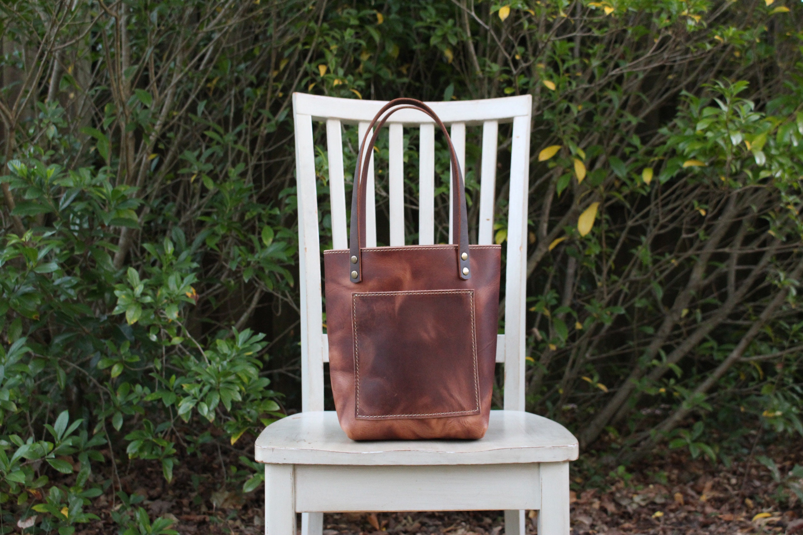 Leather Tote Bag Small Tote Tote With Front Pocket Book - Etsy