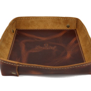 Monogrammed Valet Tray, Personalized Leather Catchall, Leather Valet ...