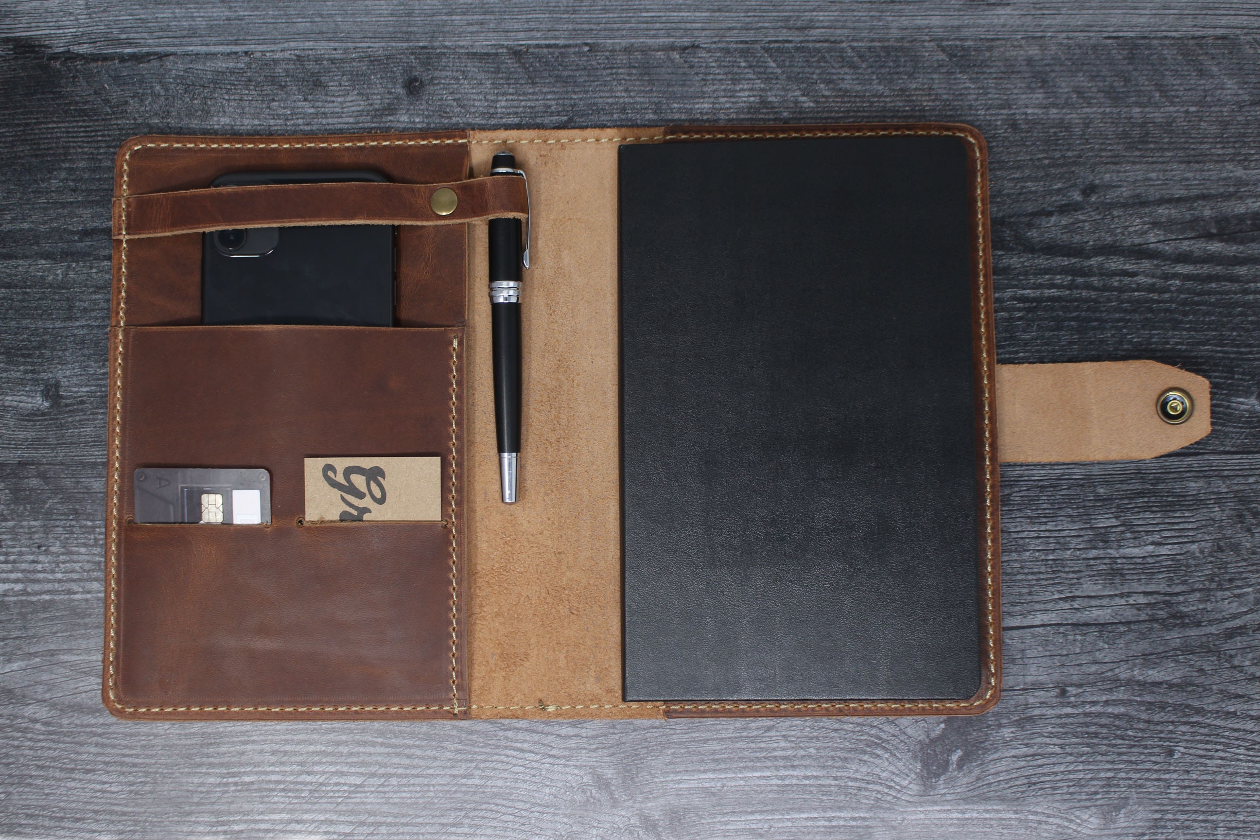 Leather Notebook Cover, Personalized Journal Cover, Rustic Refillable ...