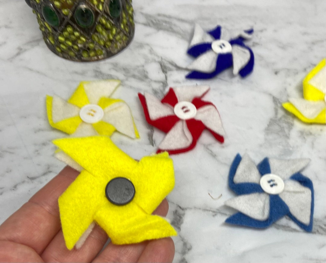 Windmill 6 Magnets Handmade in Felt, Fridge Magnets, Board Magnets. - Etsy