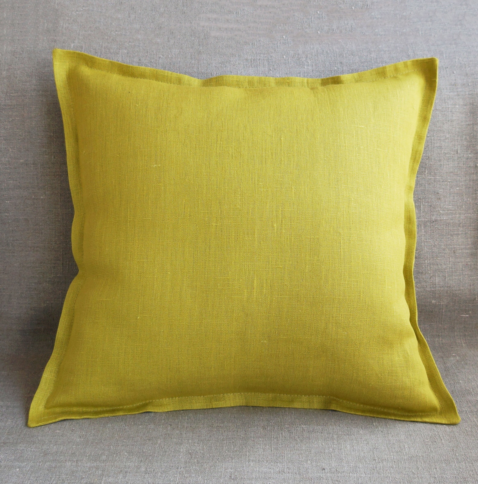 Modern linen euro sham Chartreuse throw pillow covers 20x20 | Etsy