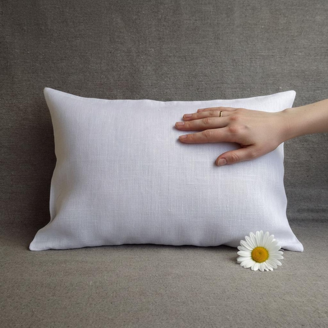White Linen Pillow Covers – 12x20, 20x54 Cushion Cases, Long Lumbar ...