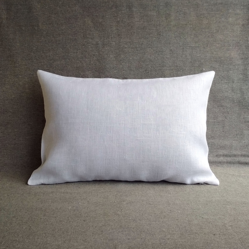 White Linen Lumbar Pillow Cover 12x20 Pillow Shams Standard - Etsy Sweden