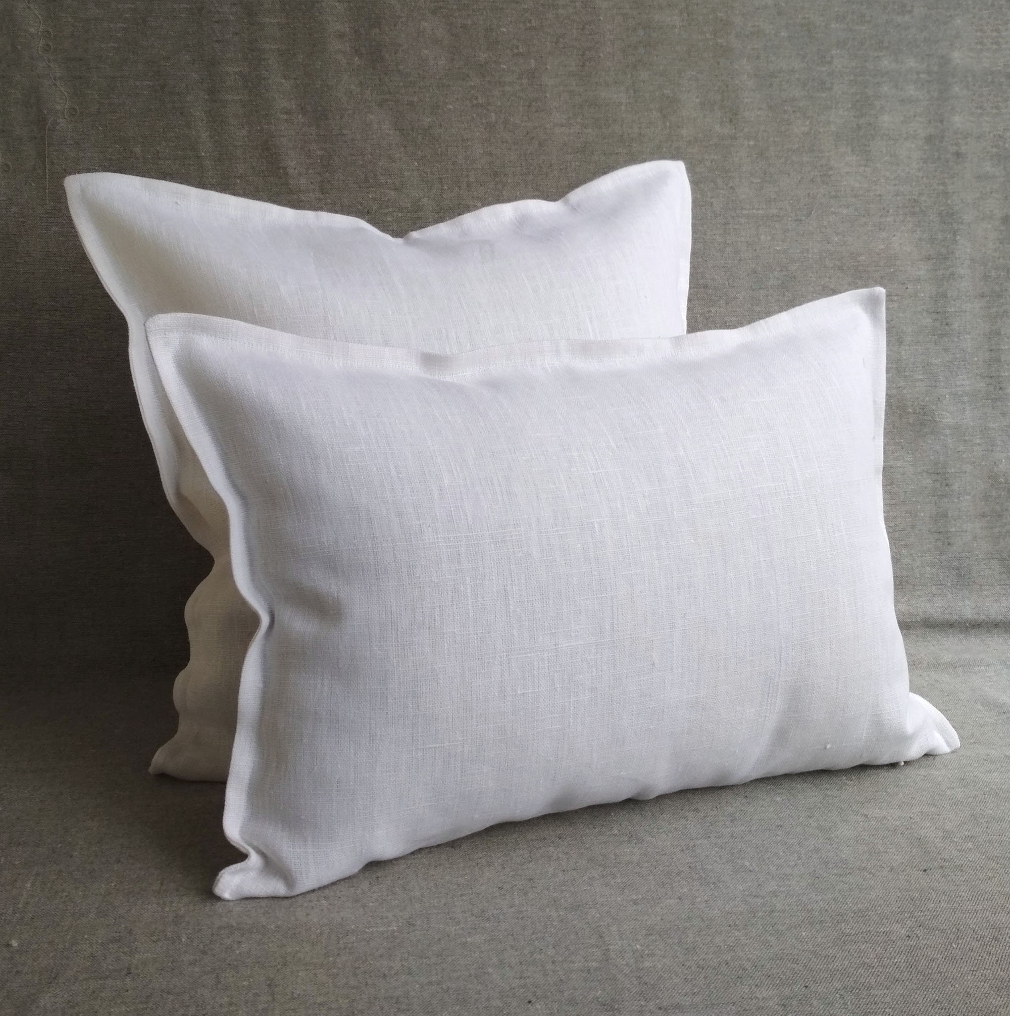 16x36 White Linen Lumbar Pillow Cover 12x20 Pillow Shams Standard Linen ...