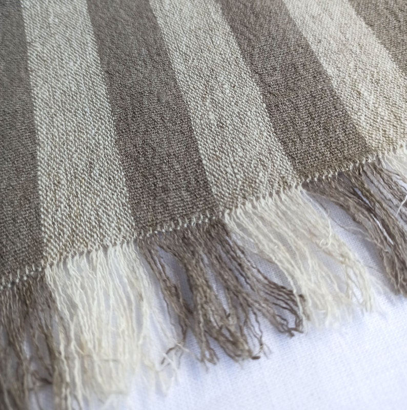 Striped Linen Table Runner With Fringe 120 Extra Long - Etsy