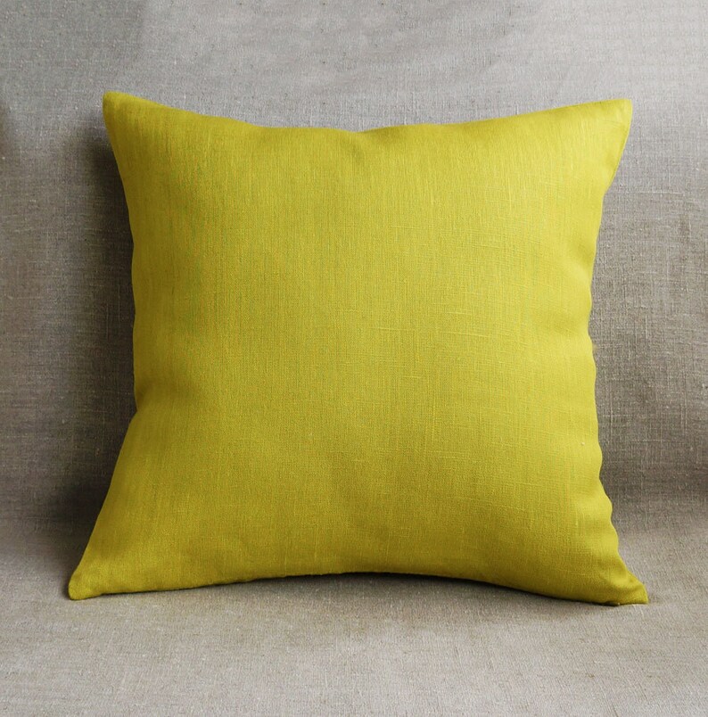 Chartreuse Throw Pillow Covers 20x20 Linen Euro Sham 26x26 - Etsy