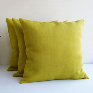 Chartreuse Throw Pillow Covers 20x20 Linen Euro Sham 26x26 - Etsy