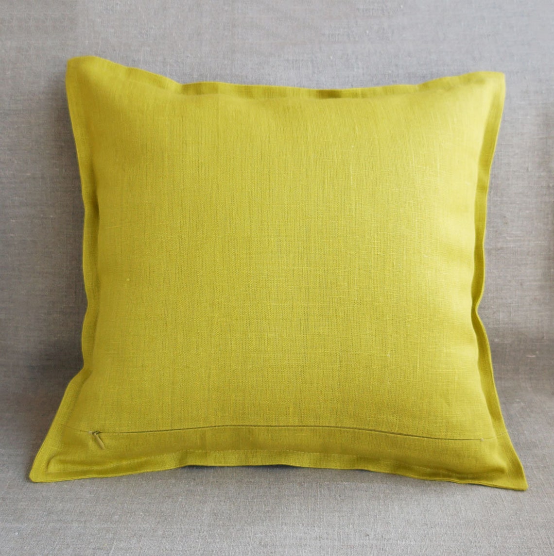 Modern linen euro sham Chartreuse throw pillow covers 20x20 | Etsy