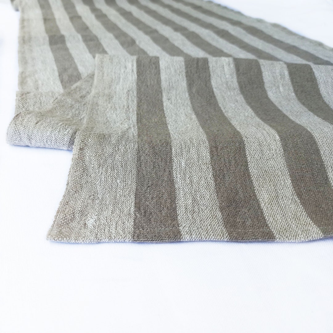 Striped Linen Table Runner Extra Long 120 Farmhouse Table Runner and ...