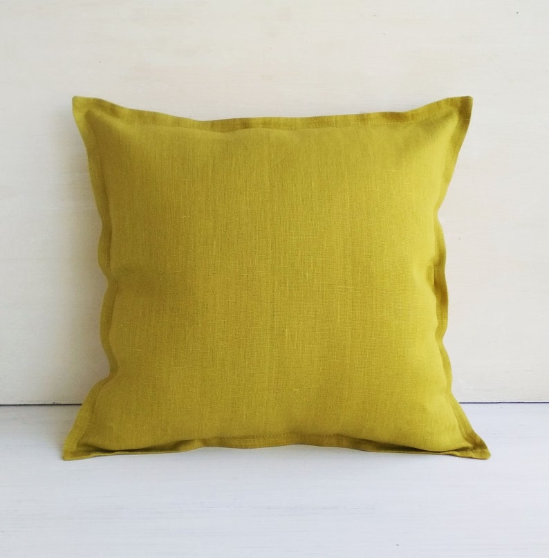 Modern Linen Euro Sham Chartreuse Throw Pillow Covers 20x20 - Etsy