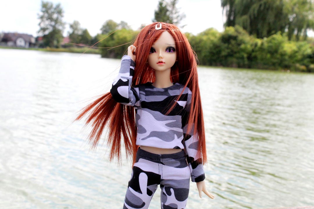 Minifee Doll Wig 7 Long Straight Red Brown, Mahogany Ruby Copper Color ...