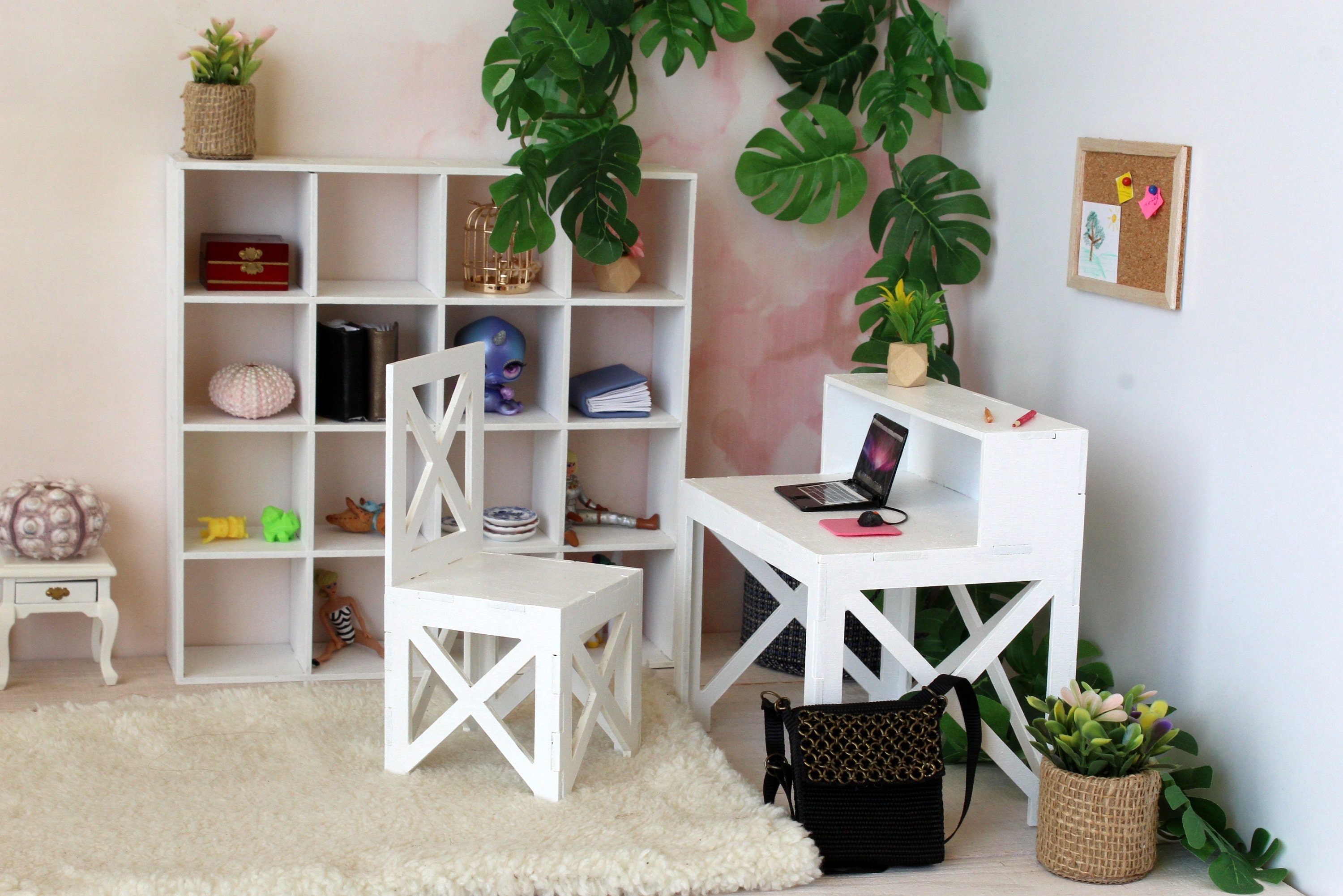 Miniature Desk With Chair 1/6 Scale School Office Prop White - Etsy