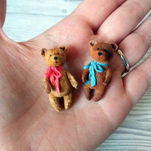 Miniature Dollhouse Teddy Bear, BJD Doll Toy Nursery Decor Cotton Felt ...