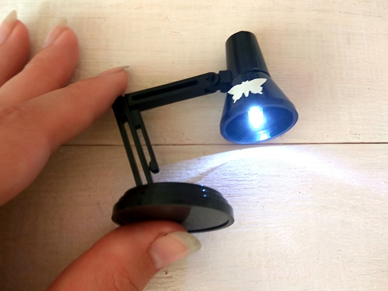 Miniature table lamp real lighting dollhouse led lamp for | Etsy