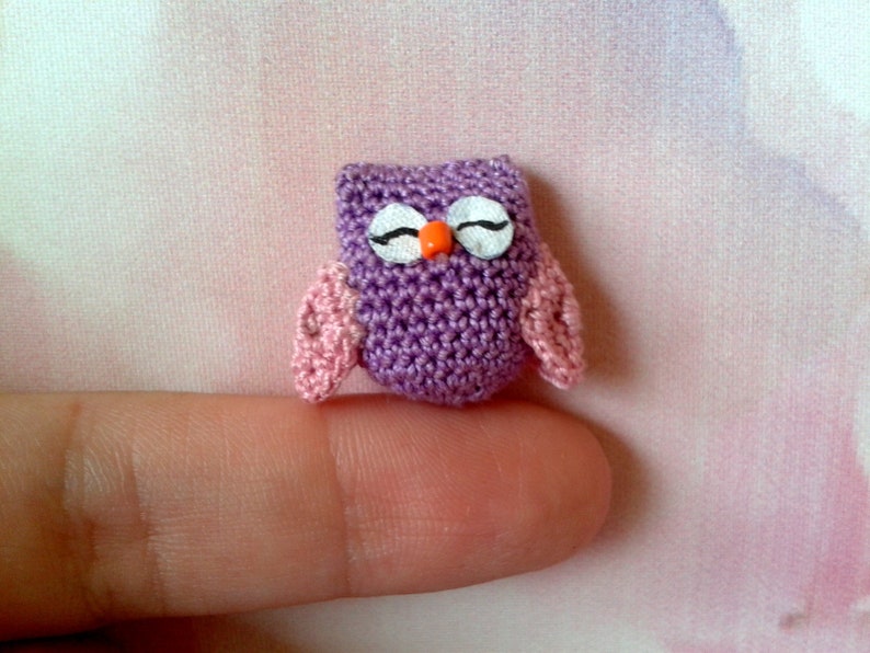 Micro owl figurine. Crochet tiny dollhouse toy for doll | Etsy
