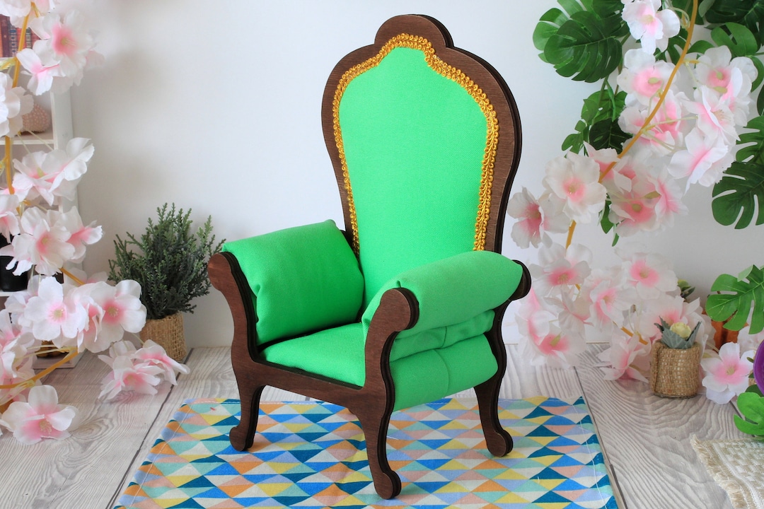 Miniature Chair 1:6 Scale Wooden Upholstered With Colorful Gabardine ...