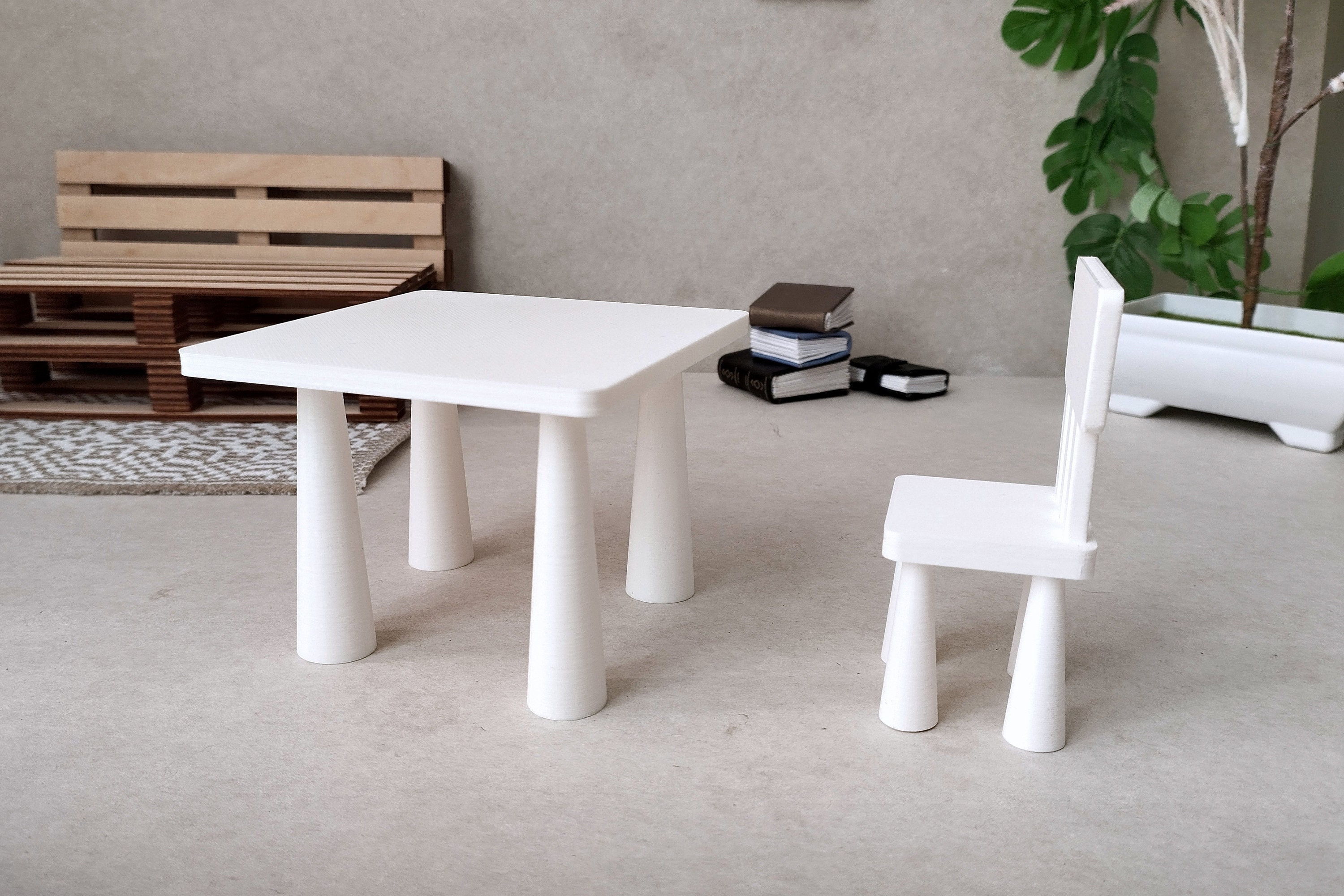Mammut Miniature Table Chair 1 8 Scale Parts Build Set Dollhouse Furniture 3D Printed Plastic Diorama DIY Kit Lati Yellow Pukifee BJD Doll Etsy UK