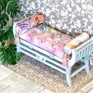 Miniature Antique Backless Sofa, Victorian Chaise Lounge Dollhouse ...