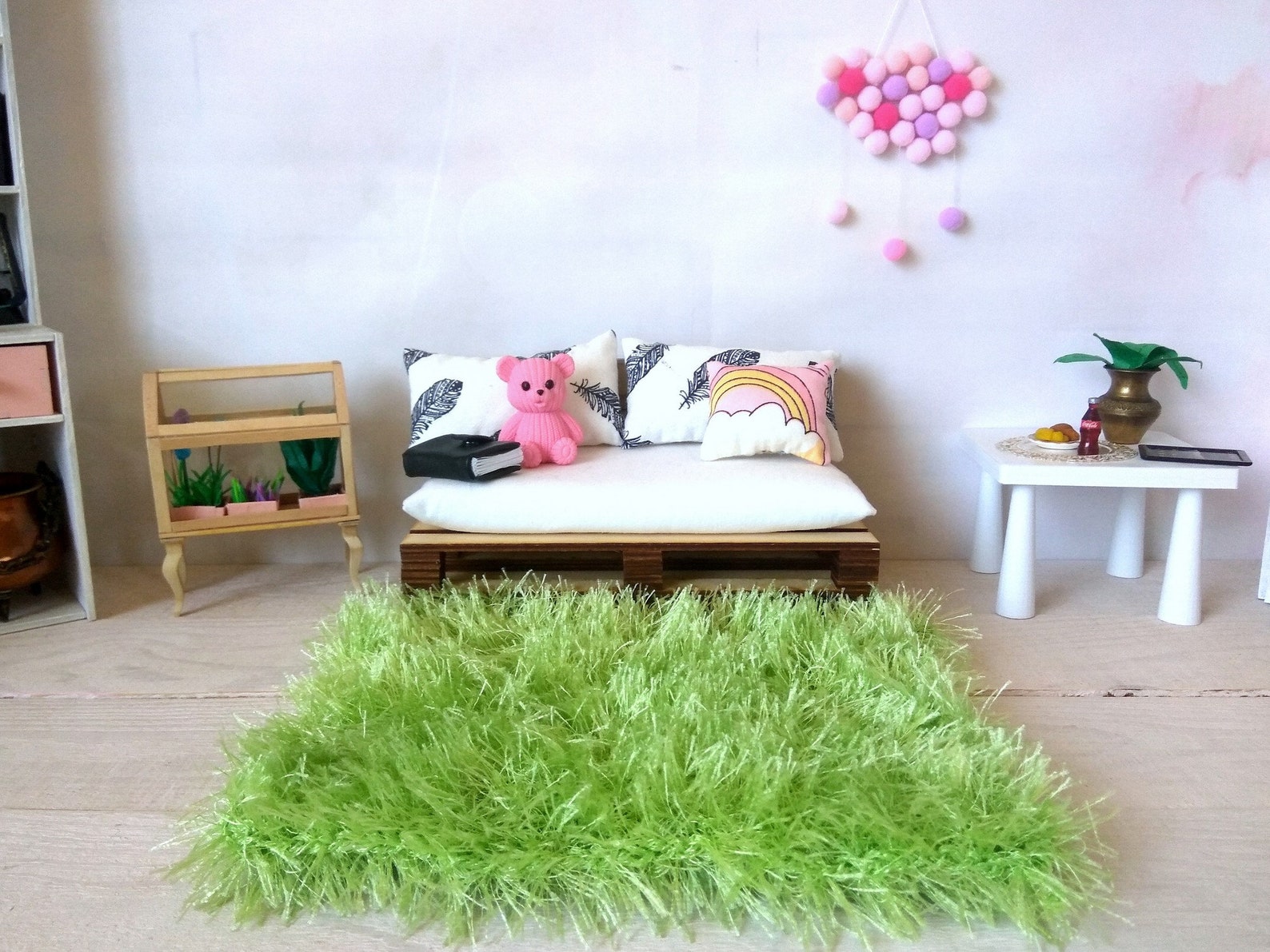 Dollhouse Miniature Rug Floor Carpet. White Blue Green Pink | Etsy