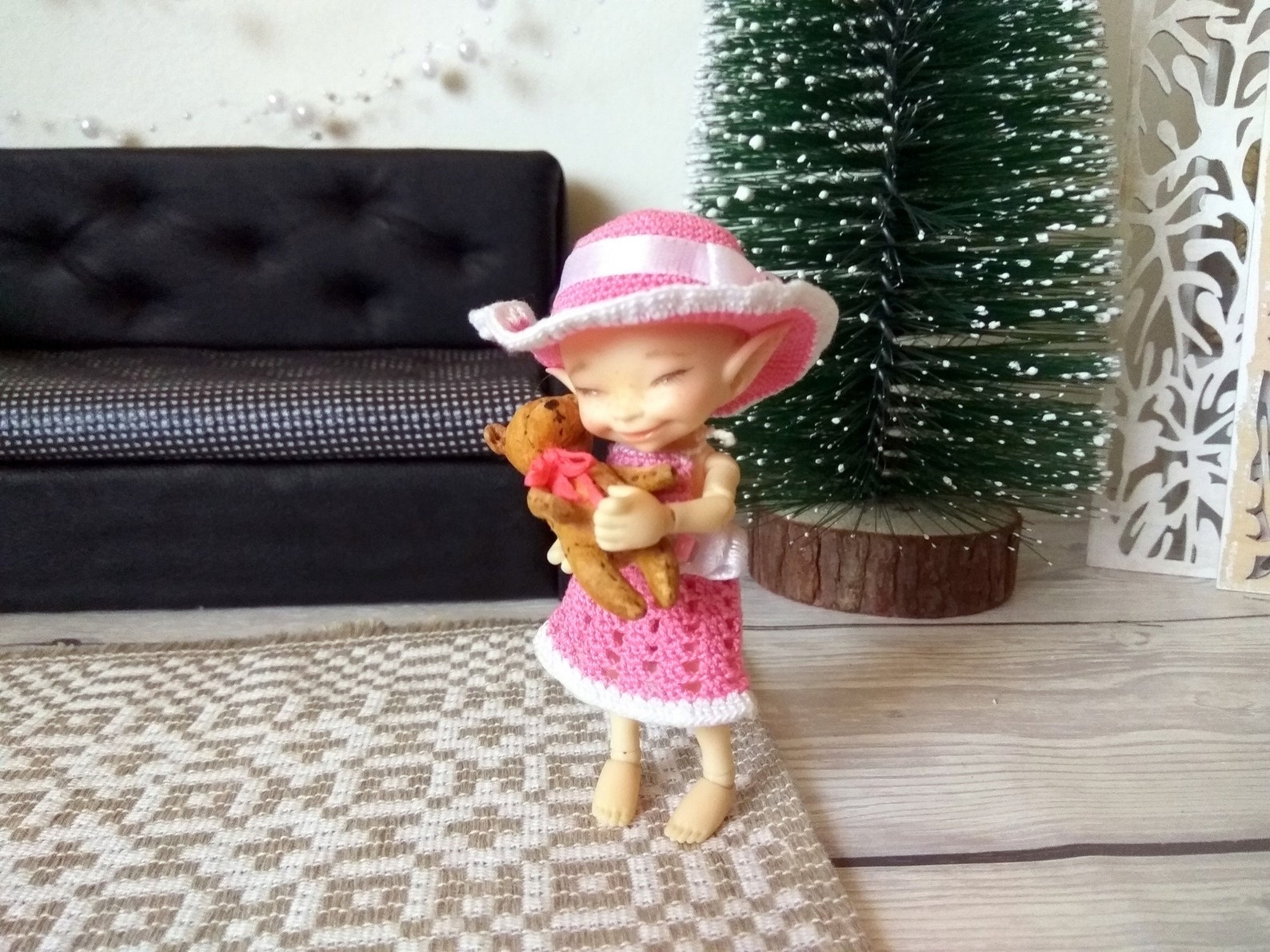 Miniature Dollhouse Teddy Bear BJD Doll Toy Nursery Decor - Etsy