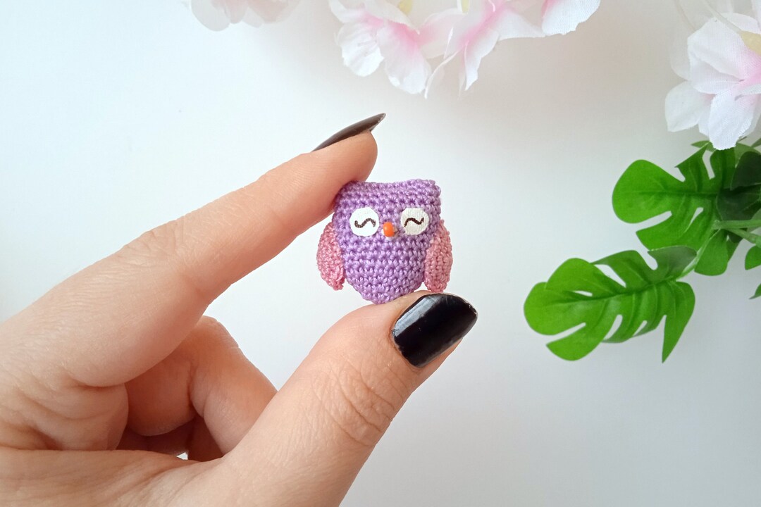 Micro Owl Figurine. Crochet Tiny Dollhouse Toy for Doll - Etsy