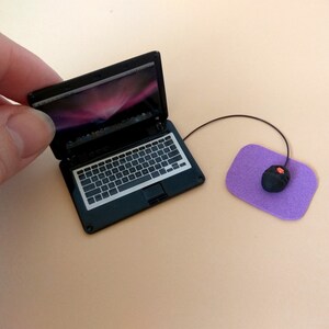 Miniature Laptop, Dollhouse Computer in 1:6 Scale. Notebook iPad Mac ...
