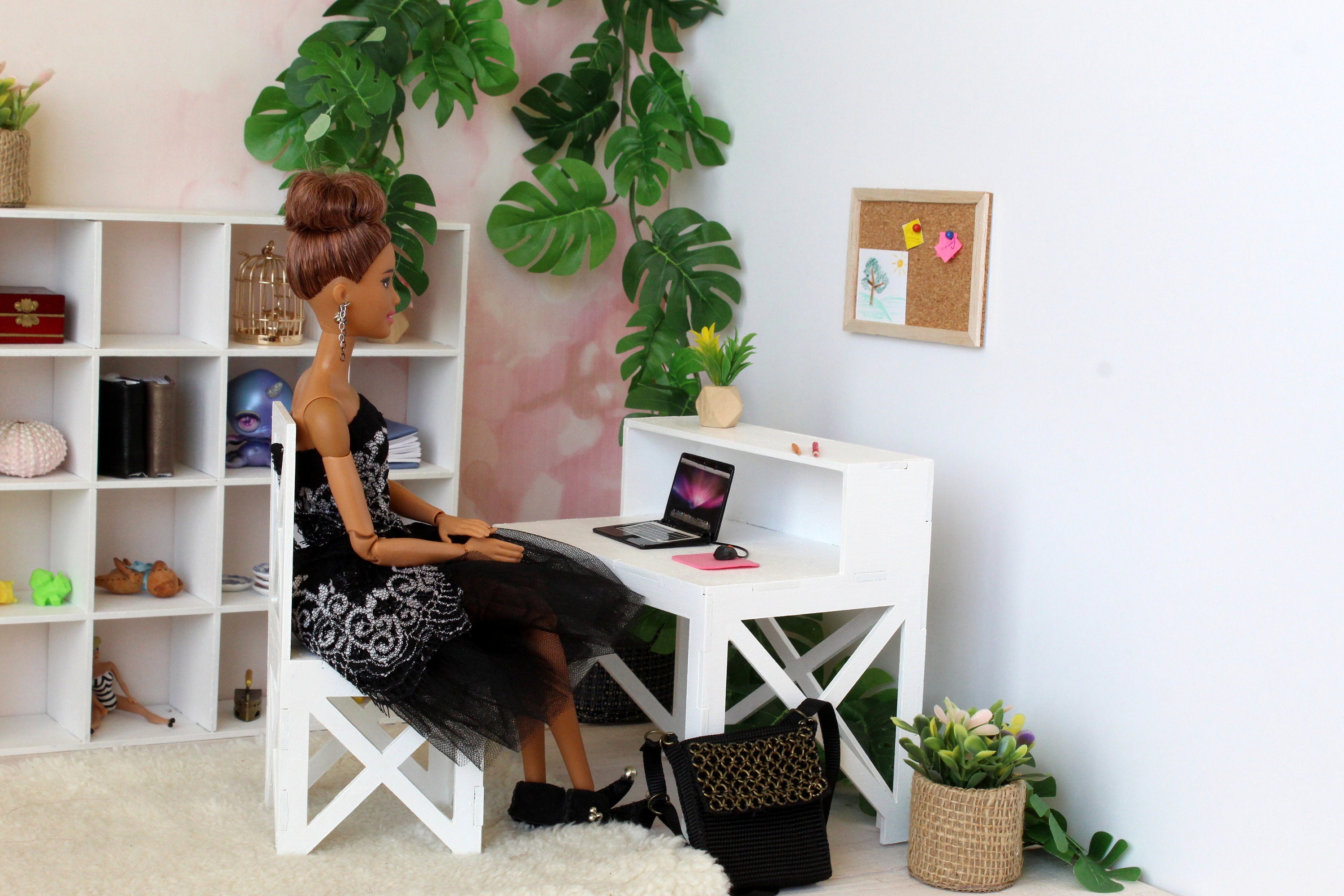 Miniature Desk With Chair 1/6 Scale School Office Prop White - Etsy