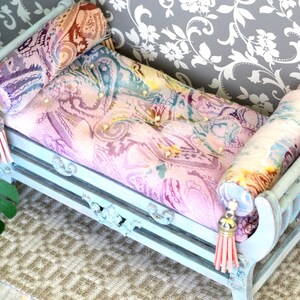 Miniature Antique Backless Sofa, Victorian Chaise Lounge Dollhouse ...