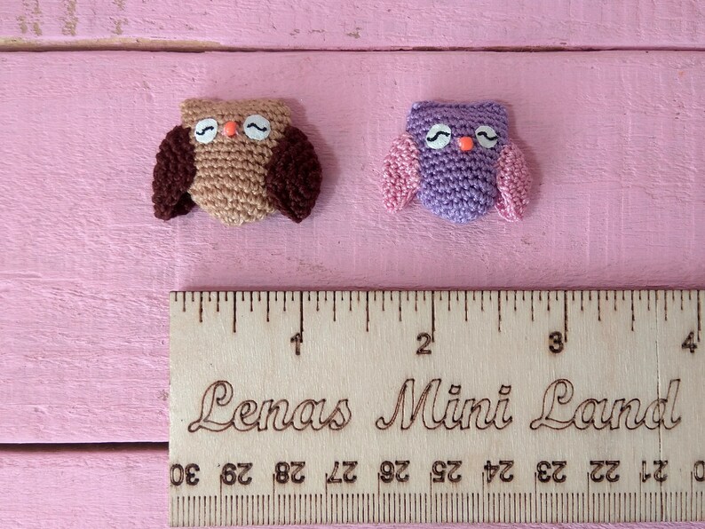 Micro owl figurine. Crochet tiny dollhouse toy for doll | Etsy