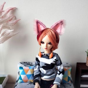 Miniature Fur Ears for BJD Dolls on Magnet. Pink Lilac Fox Cat Animal ...