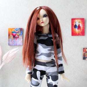 Minifee Doll Wig 7 Long Straight Red Brown, Mahogany Ruby Copper Color ...