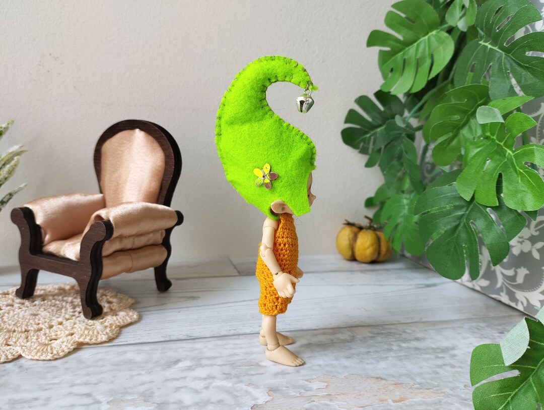 Realpuki Felted Hat, 1:12 Scale BJD Doll Clothes Gnome Elf Fairy Forest ...