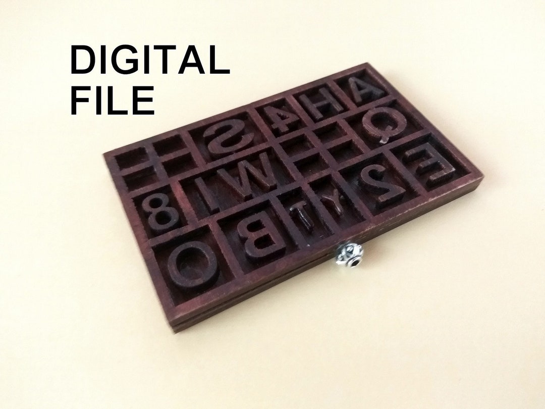 Miniature Typography Drawer Digital Vector File Board With Letters ...