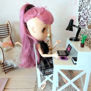 Miniature Laptop, Dollhouse Computer in 1:6 Scale. Notebook iPad Mac ...