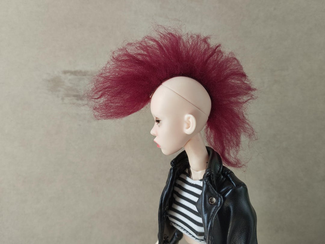 BJD Doll Mohawk Punk Rock Spiky Straight Wig Irokez Sticking Hair Goth ...